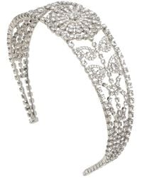 Jennifer Behr Crystal Clarabow Headband in White | Lyst UK