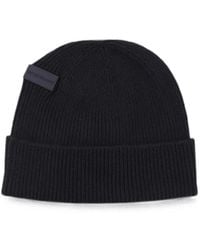 Emporio Armani Logo-Patch Ribbed Beanie Hat in Black for Men | Lyst UK