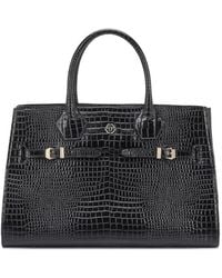Philipp Plein Small Crocodile-Effect Logo Tote Bag in Black | Lyst UK