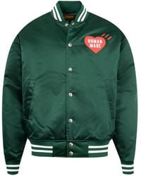 Human Made Stadium Heart-Patch Bomber Jacket in Blue for Men | Lyst UK