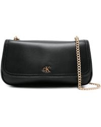Calvin Klein Small Logo-Plaque Chain-Strap Shoulder Bag in White | Lyst UK