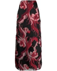 Alberta Ferretti Floral Midi Skirt in Pink | Lyst UK