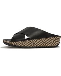 Fitflop Lulu Leather Adjustable Slides in Natural | Lyst UK