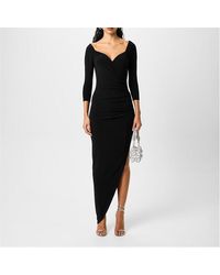 Norma Kamali Off Shoulder Side Drape Maxi Dress in Black | Lyst UK