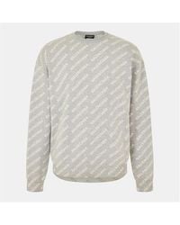 Balenciaga Mini All-Over Logo Sweater in Grey for Men | Lyst UK