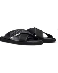 Emporio Armani Eagle Pool Sliders in Blue for Men | Lyst UK