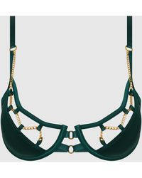Frederick's of Hollywood Emery Liquid Satin & Chain Bra in Black | Lyst