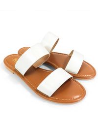 Frederick's of Hollywood Janelle Double Band Flat Sandal in Metallic | Lyst