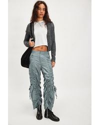 Free People Scorpio Shirred Mid-Rise Cargo Trousers By in Green | Lyst