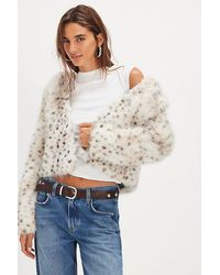 Free People Louder Please Hooded Faux Fur Sweater in Natural | Lyst UK