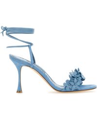 Manolo Blahnik Leather Triple-Strap Sandals in Metallic | Lyst UK