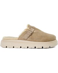 Dune Gene Leather Faux Shearling Lined Clogs in Blue | Lyst UK