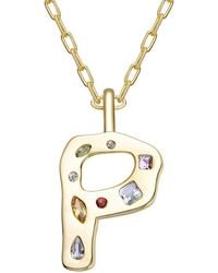 Genevive Jewelry 14K Plated Cz Alphabetical Necklace in Metallic | Lyst UK