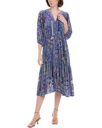 Johnny Was Rosa Pleated Dress in Red | Lyst UK