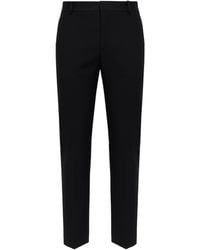 McQueen Embroidered Wool Cigarette Trousers in Grey for Men | Lyst UK