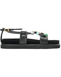 Loewe X Paula's Ibiza Leather Beaded Pebble Sandals in Brown | Lyst