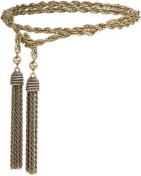 Etro Tasseled-Tone Skinny Belt in Natural | Lyst UK