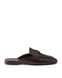 Prada Leather Slippers in Black | Lyst UK