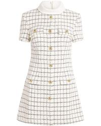 Self-Portrait Boucle Mini Dress in White | Lyst UK