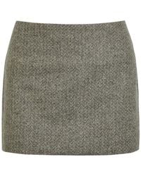Reformation Carla Herringbone Tweed Mini Skirt in Grey | Lyst UK