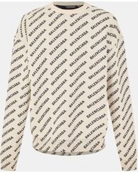Balenciaga Mini All-Over Logo Sweater in Grey for Men | Lyst UK