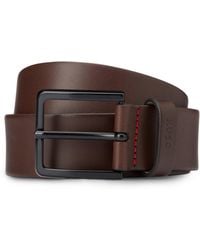 HUGO Logo-Keeper Buffalo Leather Belt in Black for Men | Lyst UK