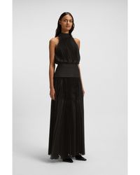 BOSS Long-Length Strappy Dress With Laser-Cut Details in Black | Lyst UK