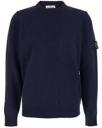 Stone Island Texture Patch-Detail Sweater in White for Men | Lyst UK