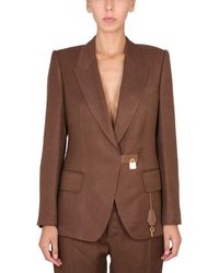 Tom Ford Padlock-Detail Blazer in Brown | Lyst UK