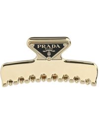 Prada Tone Hair Clip in Metallic | Lyst UK
