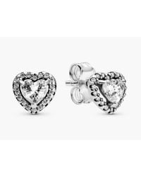 PANDORA Ladies Heart Stud Earrings in Red | Lyst