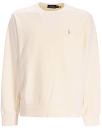 Polo Ralph Lauren Logo Crewshot Sweatshirt in White for Men | Lyst UK