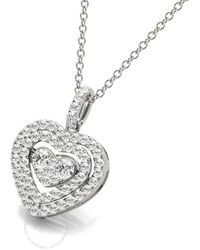 Tresorra 18k Gold Mini Float Heart Halo Cluster Diamond Pendant ...