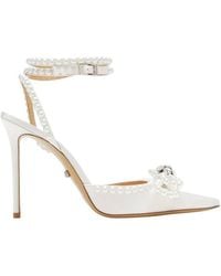 Mach & Mach Bow Lace Pumps in White | Lyst UK