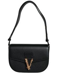 Versace Grainy Calf Leather Logo Crossbody Shoulder Bag in Pink | Lyst UK