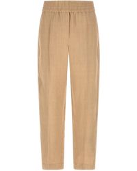 Brunello Cucinelli Light Baggy Pull-Up Trousers in Natural | Lyst UK
