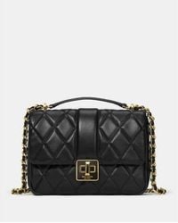 Kate Spade Carey Quilted Satin Small Flap Crossbody in Black | Lyst