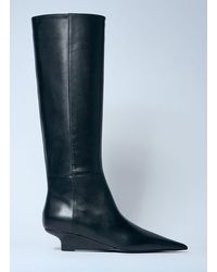 TOTEME Sharp Leather Knee-High Boots in Black | Lyst