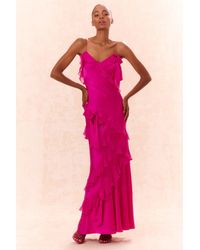 LoveShackFancy Rialto Ruffled Silk-blend Gown in Pink | Lyst