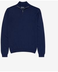 Oliver Sweeney Merino Wool Quarter Zip Jumper in Grey for Men | Lyst UK