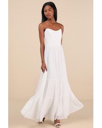 Lulus Special Moment Floral Strapless Bustier Maxi Dress in Pink | Lyst