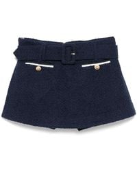 Self-Portrait Bouclé Beaded Mini Skirt in White | Lyst