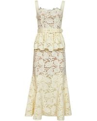 Self-Portrait Self Portrait Light Lace Belted Midi Shirt Dress in Blue ...
