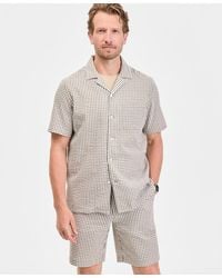 Club Room Short Sleeve Striped Seersucker Button-front Camp Shirt in ...