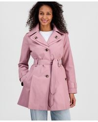 London Fog Single-breasted Hooded Belted Trench Coat in Natural | Lyst