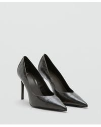 Mango Asymmetrical Croc-Effect Heeled Shoes in Brown | Lyst