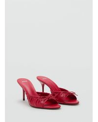 Mango Bow Heel Sandals in White | Lyst UK