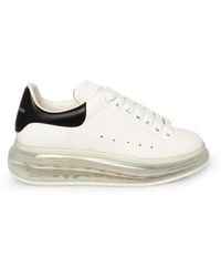 McQueen Contrast Larry Leather Sneakers in White | Lyst UK
