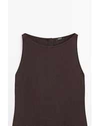 MASSIMO DUTTI Linen Halter Midi Dress in Natural | Lyst