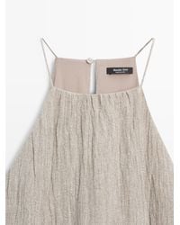 MASSIMO DUTTI Flowing Linen Blend Midi Dress in White | Lyst